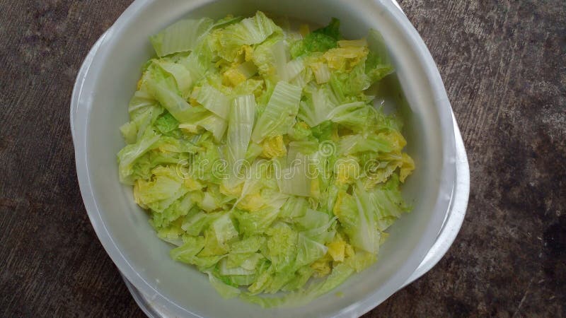 Chinese Cabbage that Has Just Been Boiled is Placed in a Round ...
