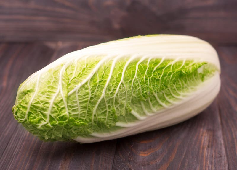 Chinese Cabbage-Michilli on Wooden Table Stock Image - Image of food ...