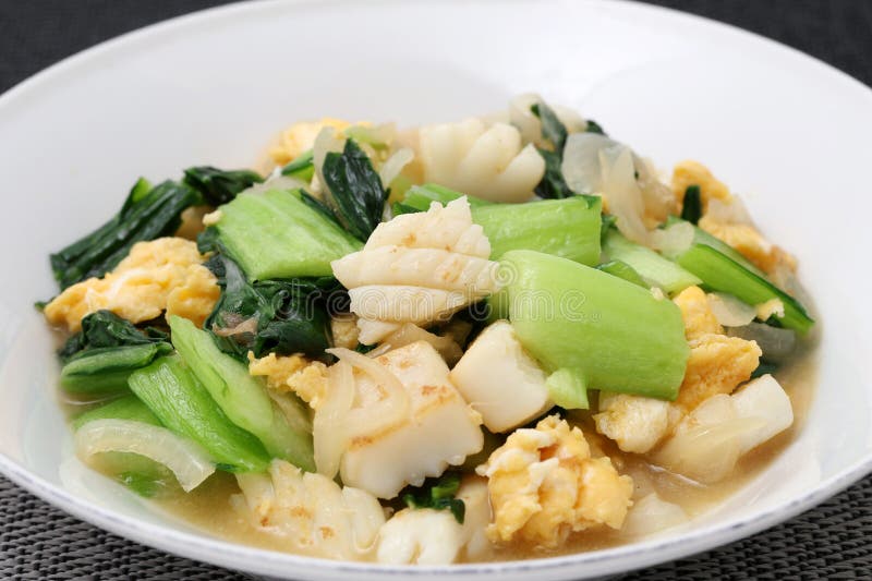 Chinese Cabbage Vegetable and Egg Stir-fry in a Plate Stock Image ...