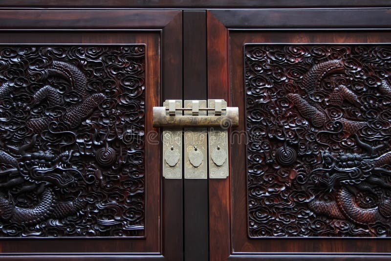 Chinese cabinet and lock stock photo. Image of close - 29029580