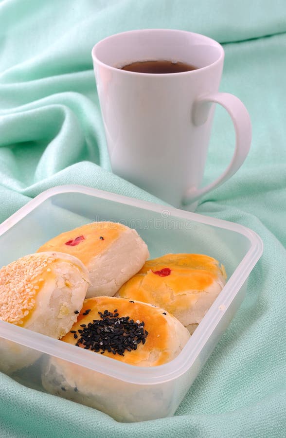 Chinese Cakes with a Cup of Tea, Asian Style Pastry. Stock Image ...