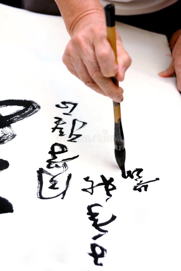 Chinese Writing Brushes and Inkstone Stock Image - Image of draw ...