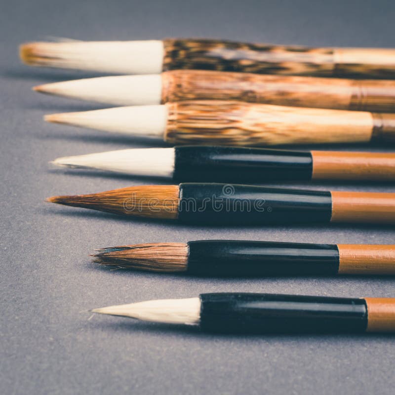 Chinese Calligraphy Brush for Traditional Writing. Square Stock Image ...