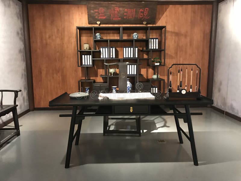 Chinese Calligraphy Four Pieces Set in the Study Stock Image - Image of ...