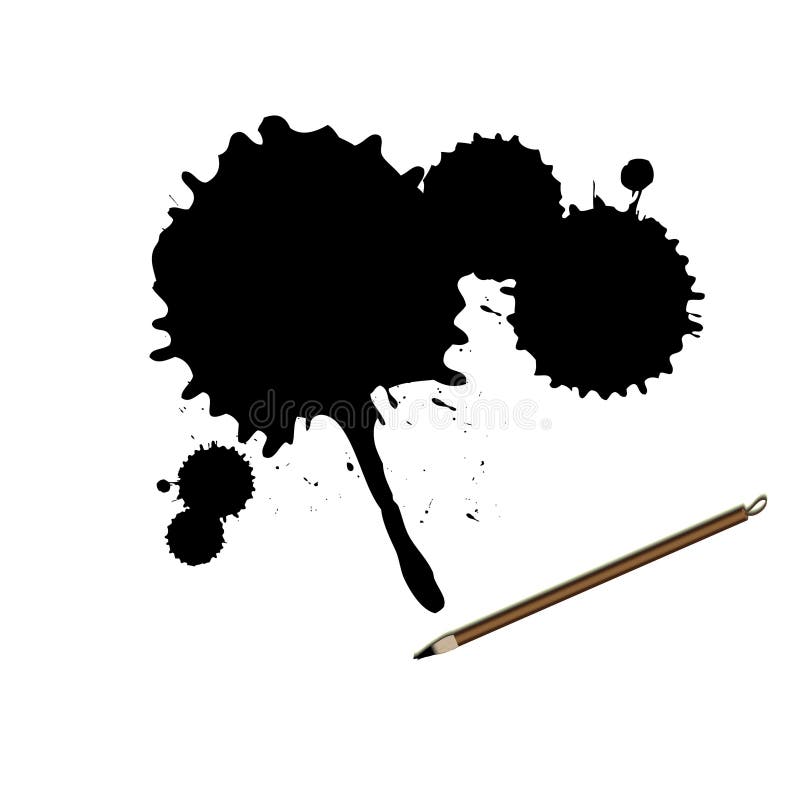 Chinese Calligraphy Ink Brush with Splatter Stock Vector - Illustration ...