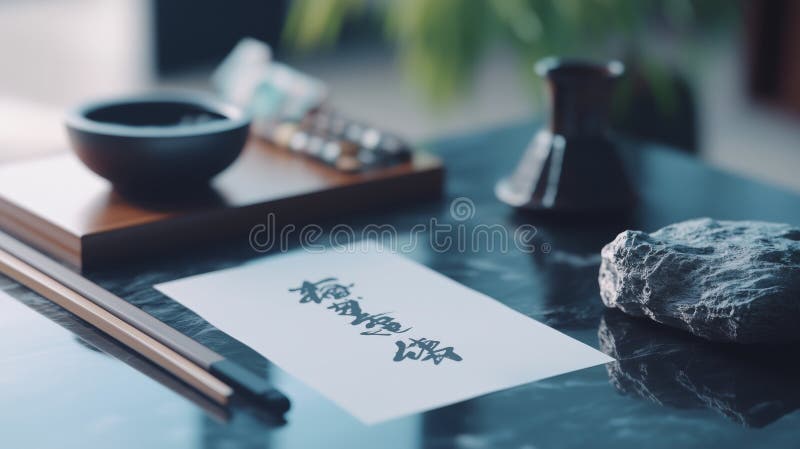 Chinese Calligraphy Tools and Paper with Ink Stock Photo - Image of ...