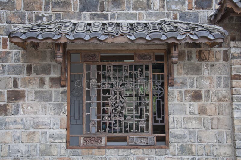 Chinese Carved Wooden Window Stock Image - Image of collection, display ...