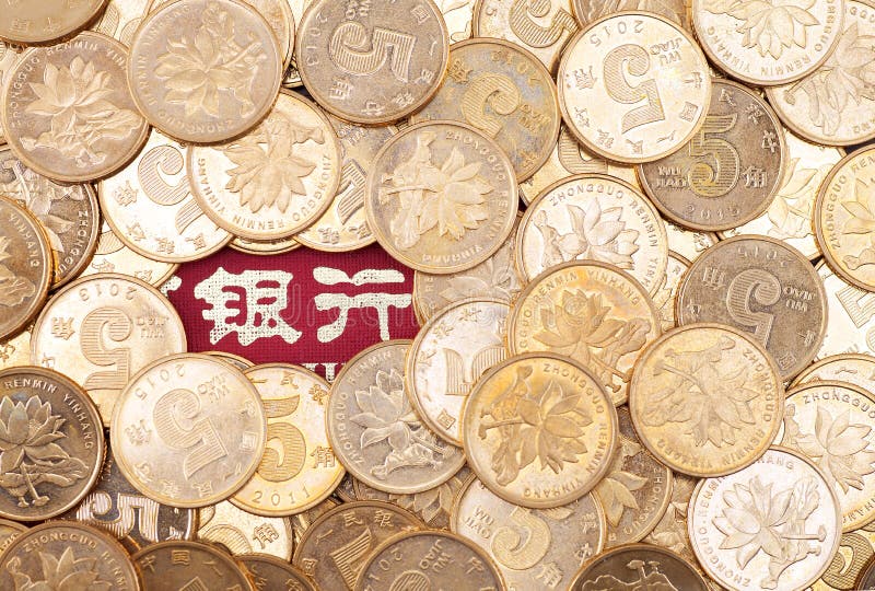 The Chinese Character `bank` is Surrounded by Coins Stock Image - Image ...