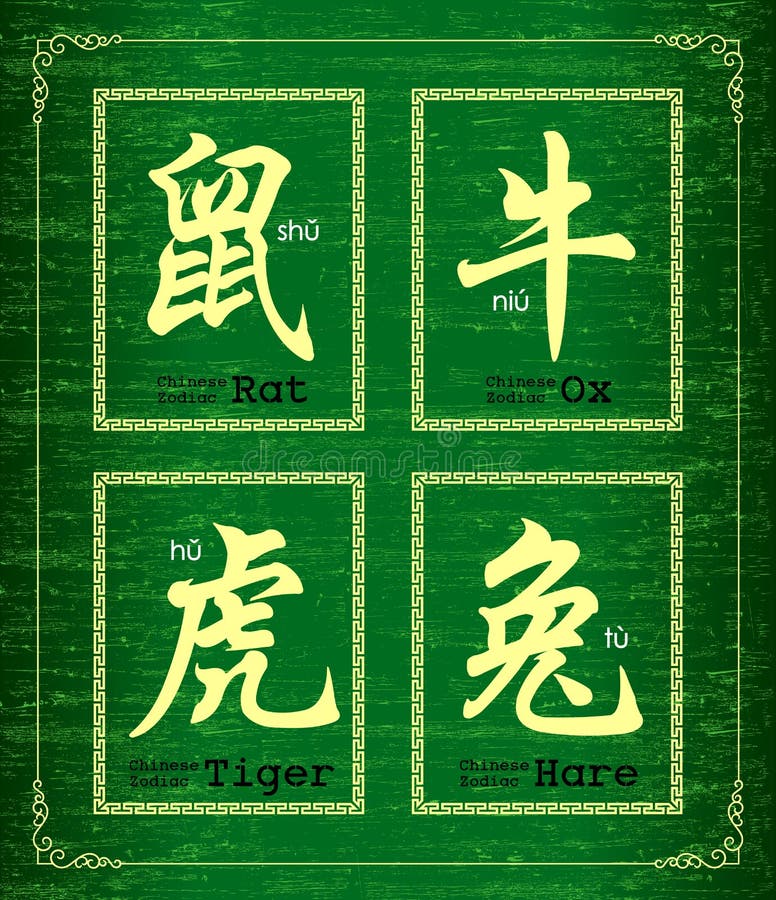Vector Chinese Character Symbol about Chinese Zodiac Stock Vector ...
