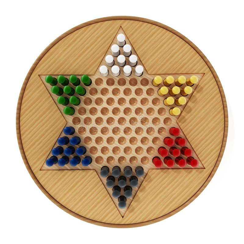 Chinese Checkers Wooden Board Isolated on White Stock Photo - Image of ...