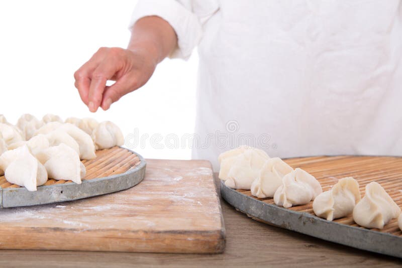 The Chinese Chef in the Kitchen is Making Dumplings Stock Image - Image ...