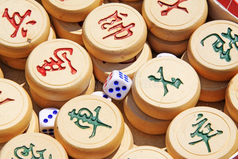 Chinese chess and dice stock photo. Image of chinese - 216388442