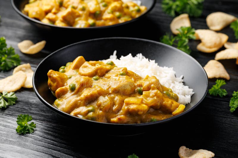 Chinese Chicken Curry with Rice. Chinese Take Away Food Stock Image ...