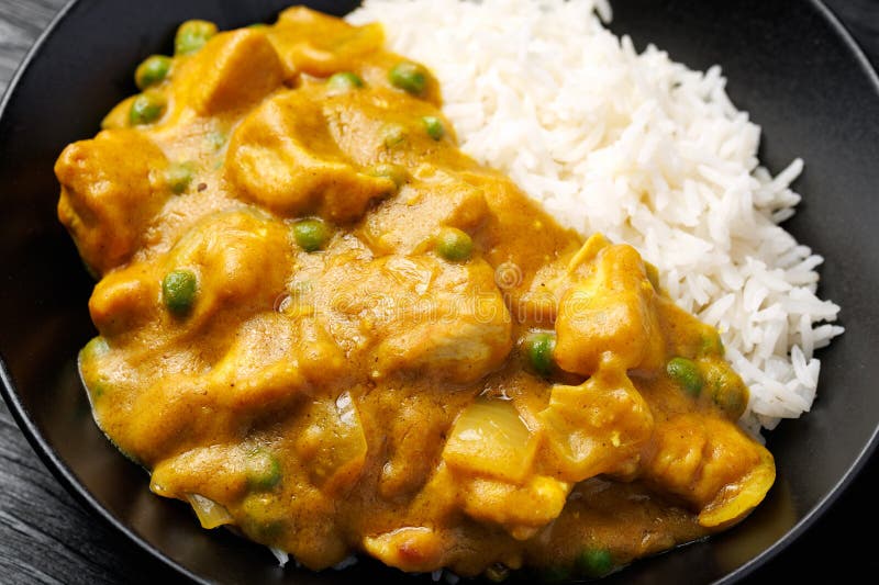 Chinese Chicken Curry with Rice. Chinese Take Away Food Stock Photo ...