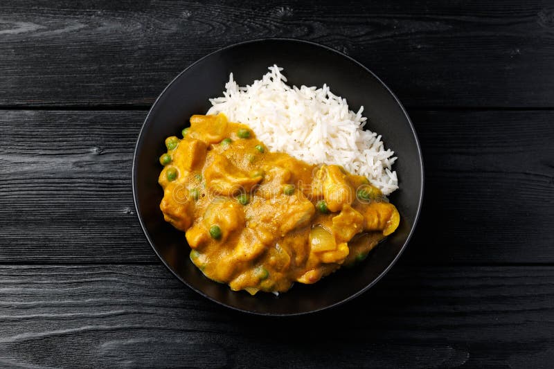 Chinese Chicken Curry with Rice. Chinese Take Away Food Stock Image ...