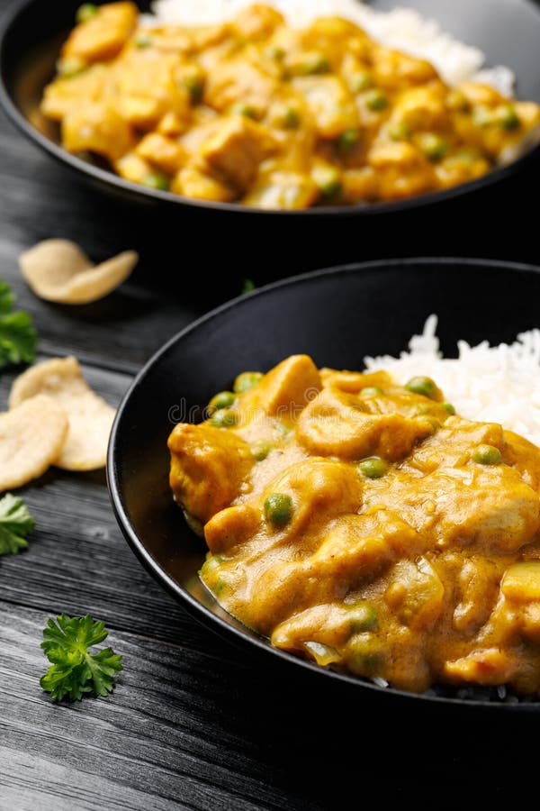 Chinese Chicken Curry with Rice. Chinese Take Away Food Stock Photo ...