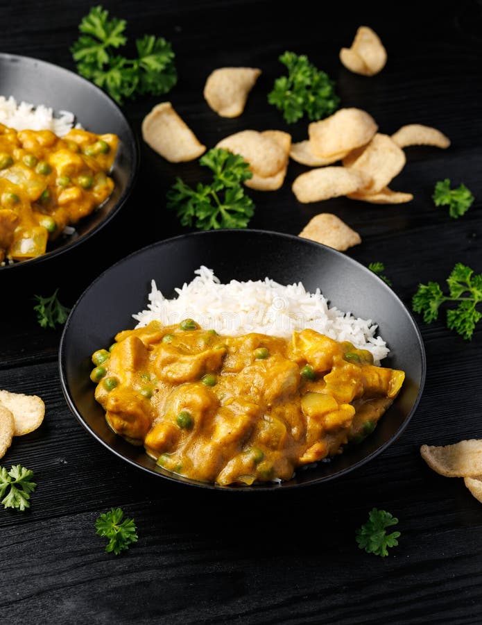 Chinese Chicken Curry with Rice. Chinese Take Away Food Stock Image ...