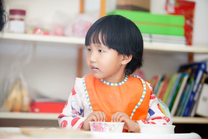 Chinese Children is Eating at Home Stock Image - Image of cute, chinese ...