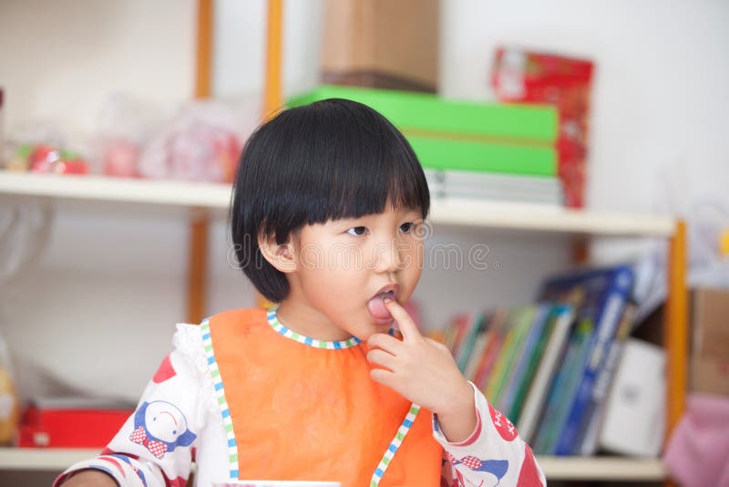Chinese Children is Eating at Home Stock Image - Image of indoor, cute ...