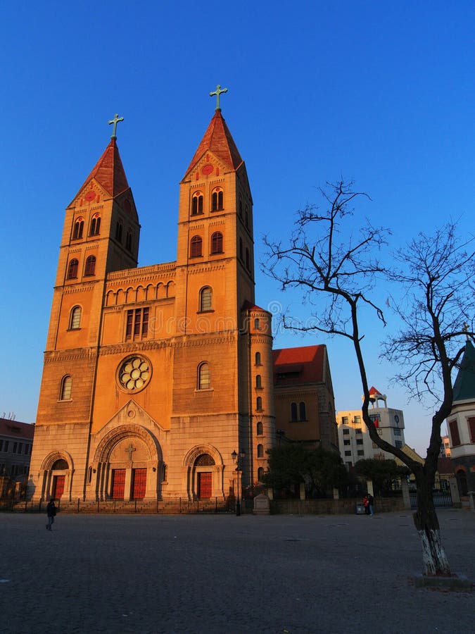 Chinese Church in Qingdao City Stock Photo - Image of city, museums ...
