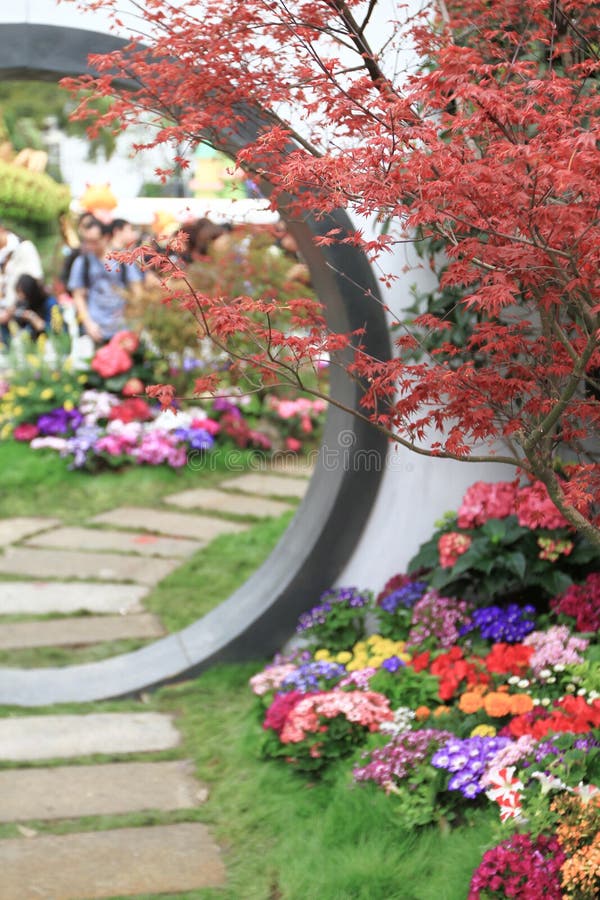 A Chinese Classical Gardens at the Spring Flower Show Stock Image ...