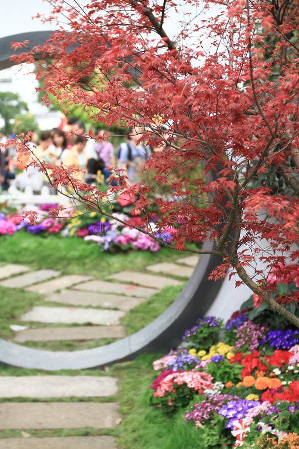 A Chinese Classical Gardens at the Spring Flower Show Stock Image ...