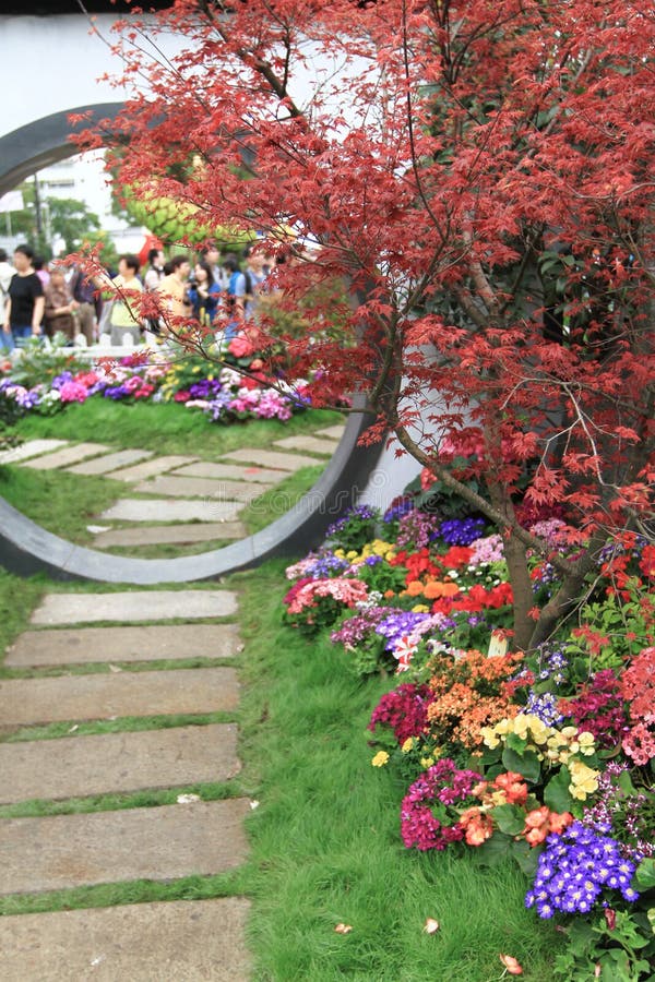 A Chinese Classical Gardens at the Spring Flower Show Stock Image ...