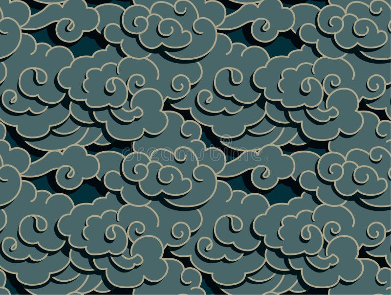 Vintage Cloud Chinese Seamless Pattern Stock Vector - Illustration of ...