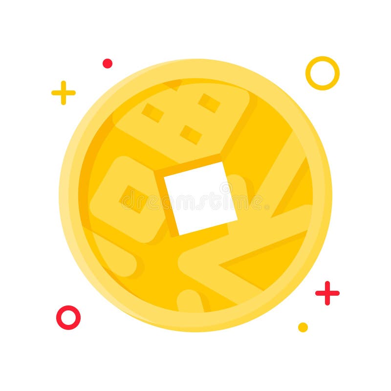 Chinese Coin Vector, Chinese New Year Flat Icon Stock Vector ...