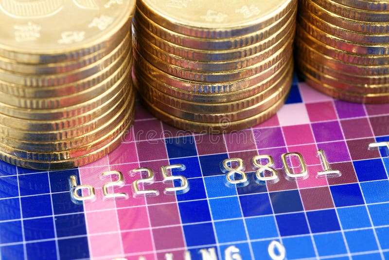 Chinese Coins with Credit Card Stock Photo - Image of indoor, numbers ...