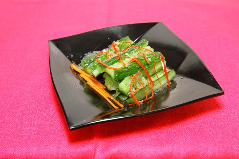Chinese Cold Dish - Sliced Cucumber with Capsicum Stock Photo - Image ...
