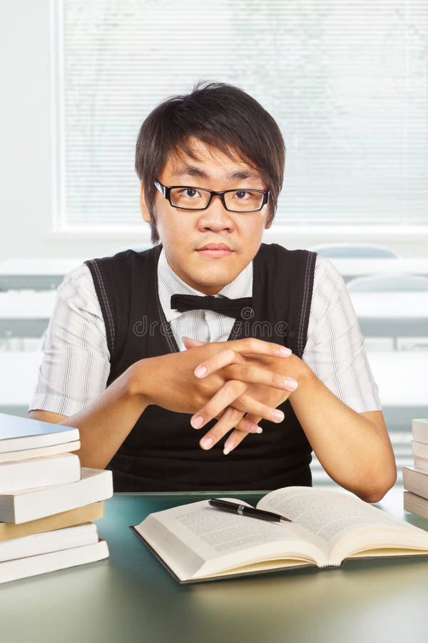 Chinese College Male Student Stock Image - Image of smart, glasses ...