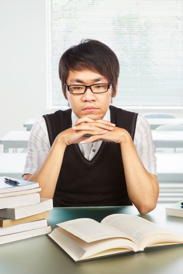 Chinese College Male Student Studying Stock Photo - Image of male ...