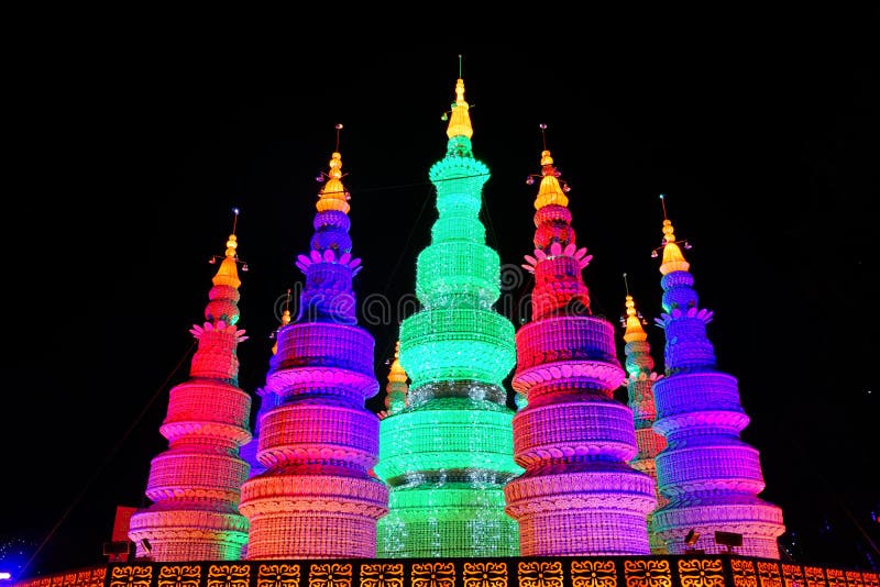 Chinese Colorful Tower Lantern Stock Image - Image of arts, china: 73147739