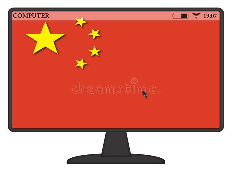 Chinese Computer Flag stock illustration. Illustration of plasma - 88991740