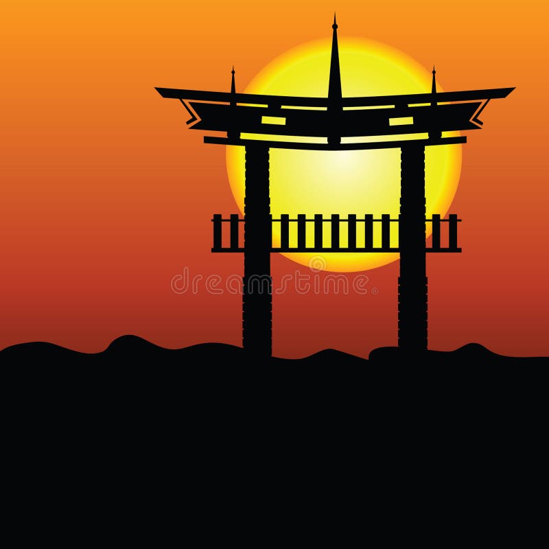 Chinese Construction Illustration Silhouette Stock Vector ...
