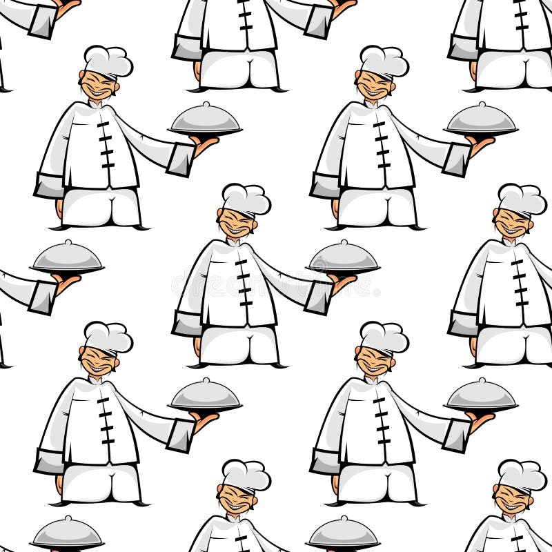 Chinese Cook with Tray Seamless Pattern Stock Vector - Illustration of ...