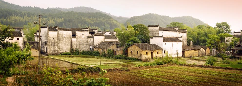 Chinese Countryside Panoramic View at Sunset Stock Image - Image of ...