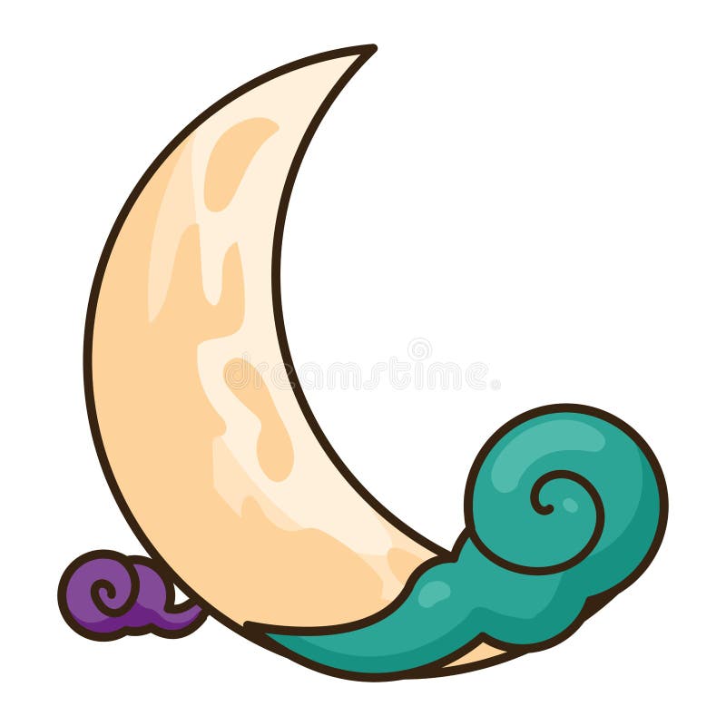 Chinese Crescent Moon and Clouds Stock Vector - Illustration of ...