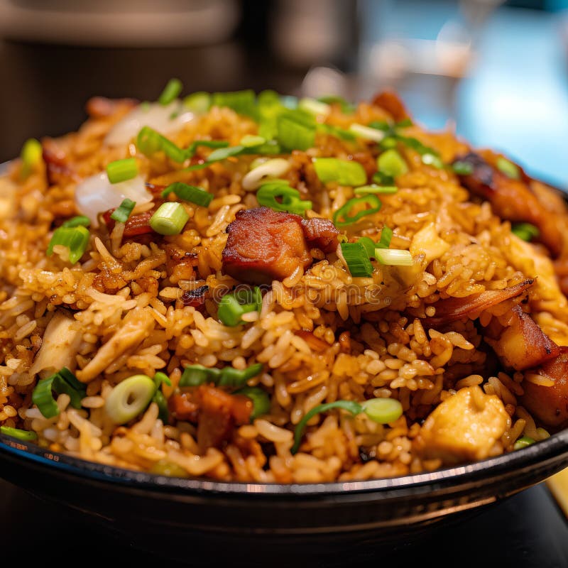 Chinese Cuisine - Fried Rice with Pork and Vegetables in a Bowl. Stock ...