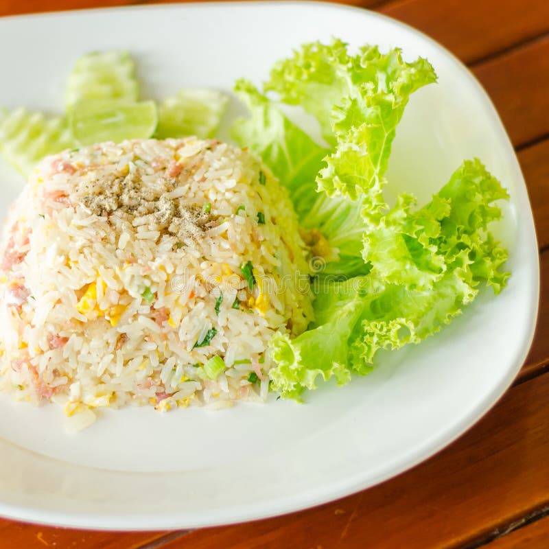 Chinese Cuisine - Fried Rice with Vegetables and Meat Stock Photo ...