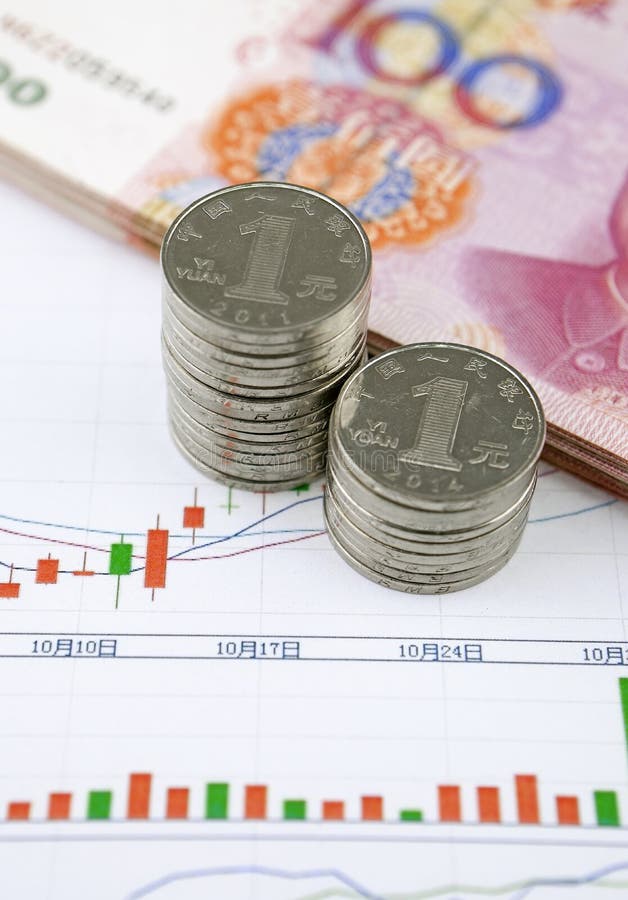 Chinese Currency and Coins with Chart Stock Photo - Image of ...