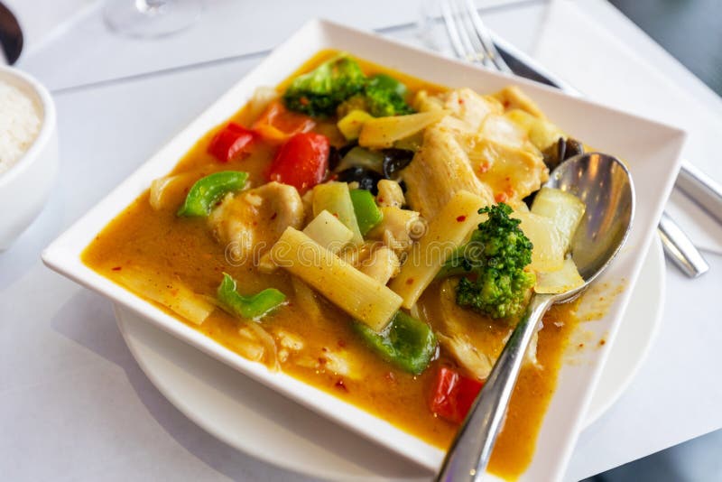 Chinese Curry Dish with Chicken and Vegetables Stock Photo - Image of ...