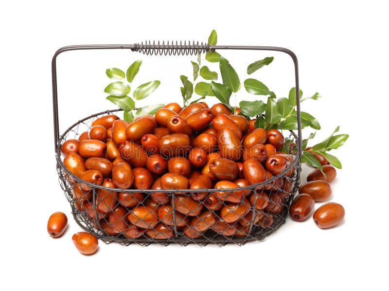 Chinese dates with leaves stock photo. Image of horizontal - 129825348