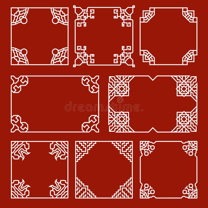 Chinese Decorative Frames and Borders Vector Set Stock Vector ...