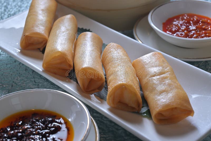 Deep Fried Sheet Spring Roll Dim Sum Stock Photo - Image of bamboo ...