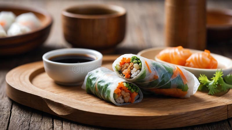 Chinese Dim Sum Dish Spring Rolls Isolated on a Ai Generated Stock ...