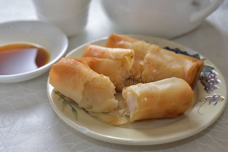 Deep Fried Spring Roll Dim Sum Stock Photo - Image of conventional ...