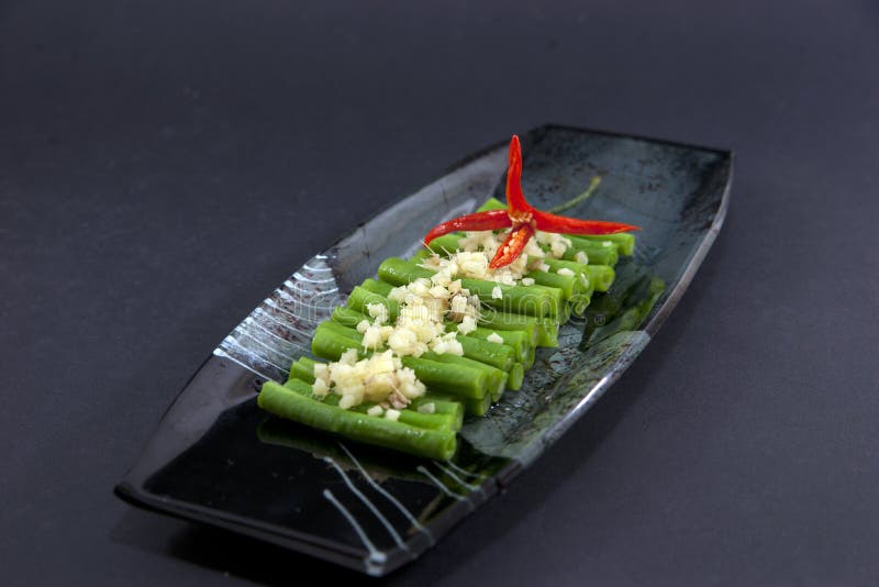 Chinese dish with cowpea stock image. Image of plate - 18983757