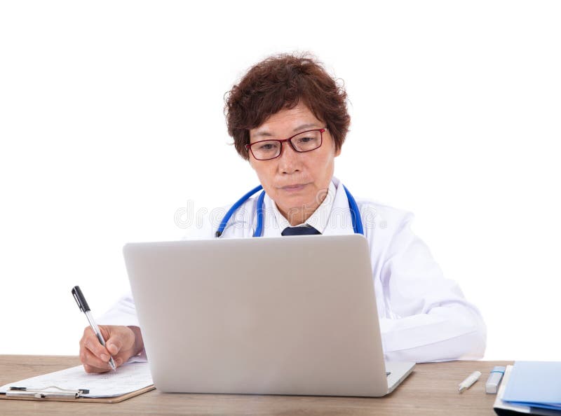 Chinese Doctor Working at the Computer Stock Image - Image of working ...